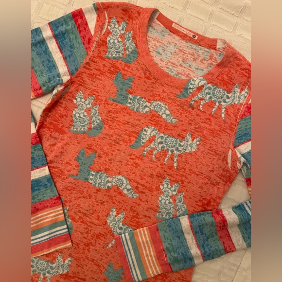 before +Again | Tops | Before Again Whimsey Rose Thermal Crew Neck Long ...